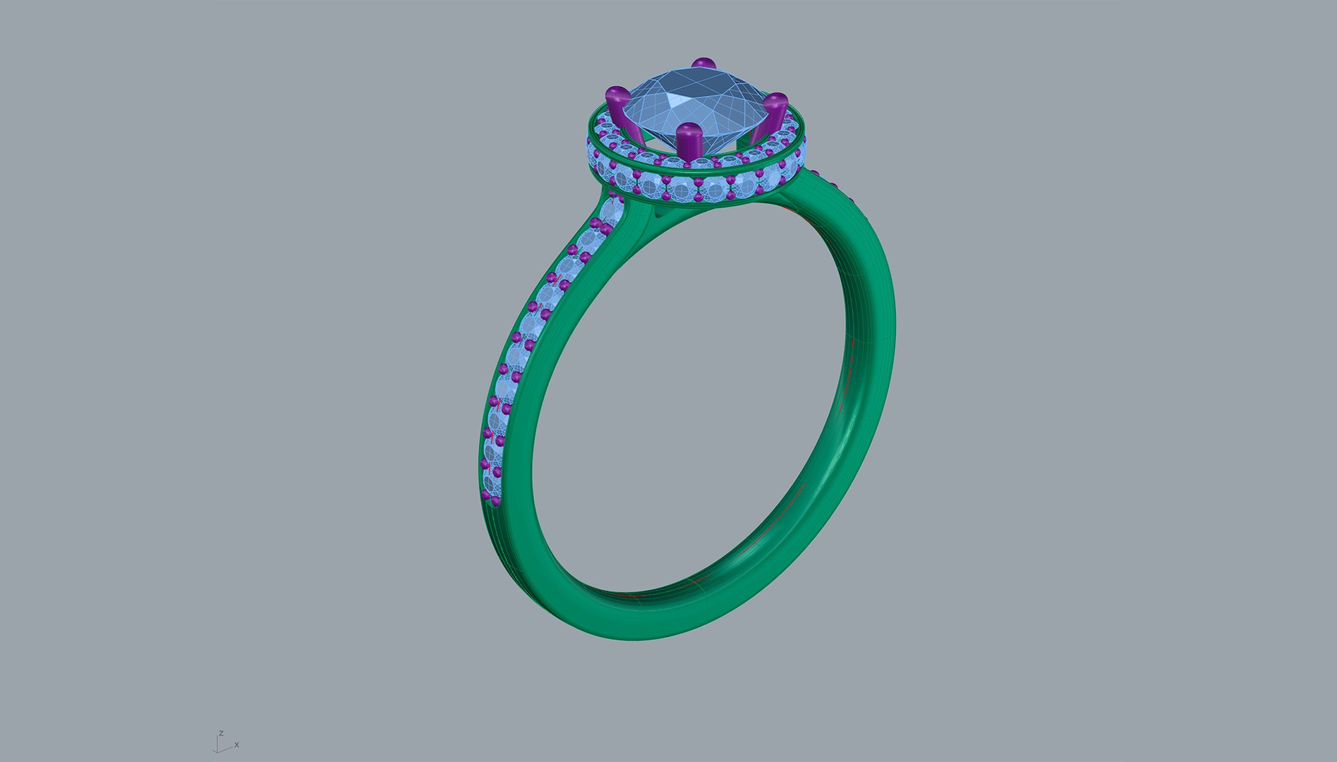 Halo Round Diamond Engagement Ring CAD 3d Model - Ready for 3D Printing ...