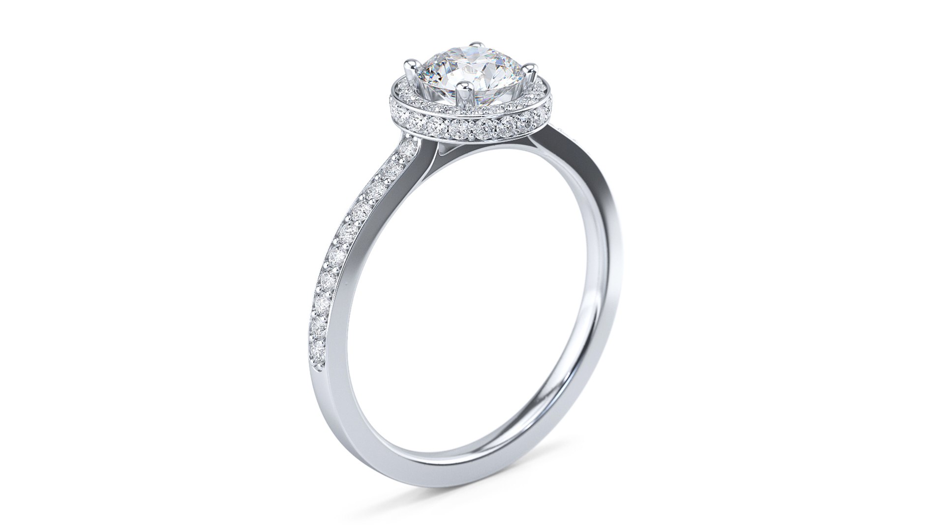 Halo Round Diamond Engagement Ring CAD 3d Model - Ready for 3D Printing ...