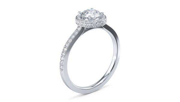 Halo Round Diamond Engagement Ring CAD 3d Model - Ready for 3D Printing ...