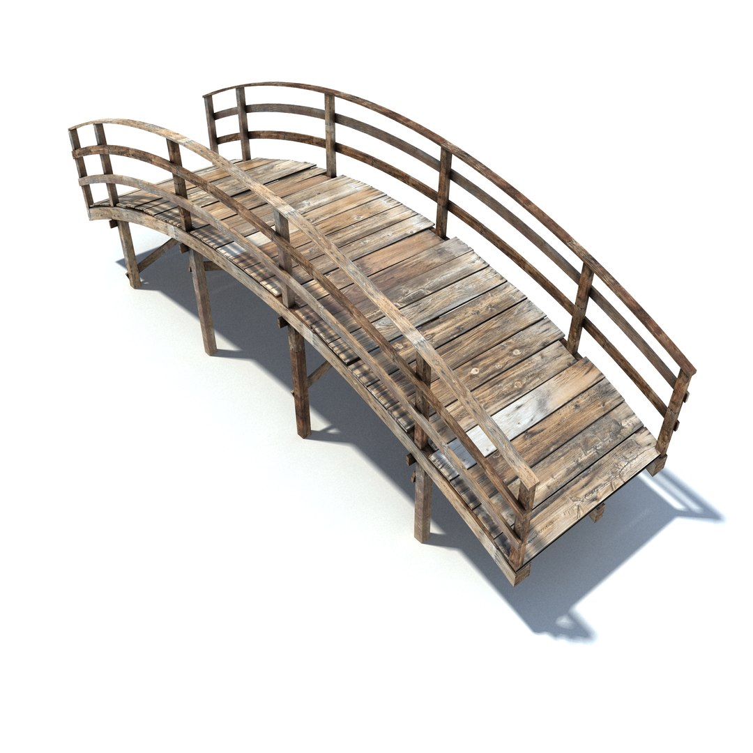 3d old wooden bridge model