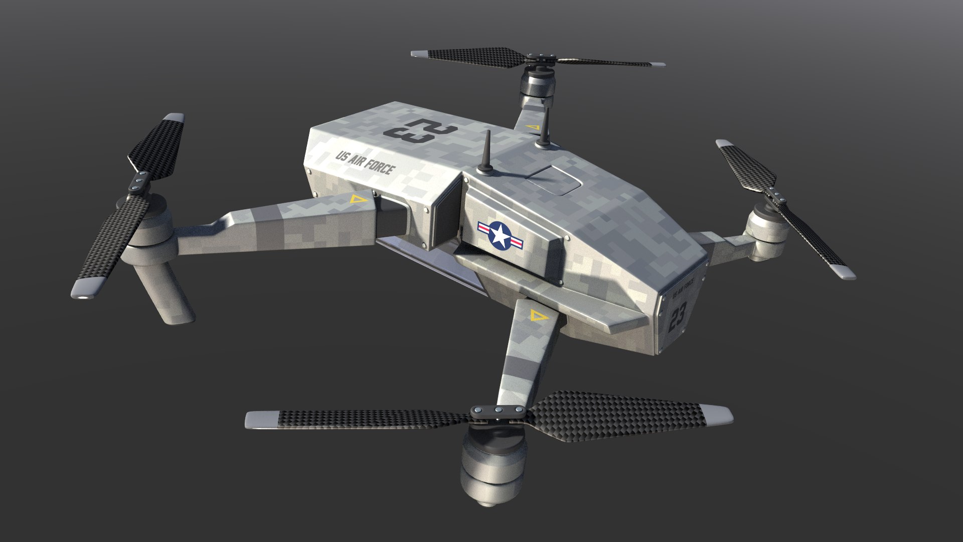 Drone Quadcopter Military USA 3D Model - TurboSquid 2197901
