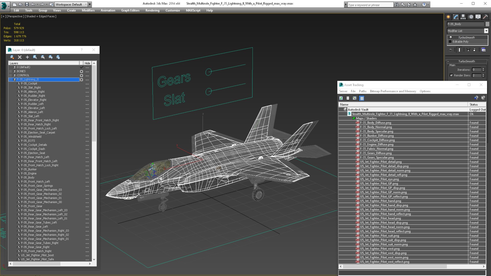 3D model Stealth Multirole Fighter F 35 Lightning II With a Pilot ...