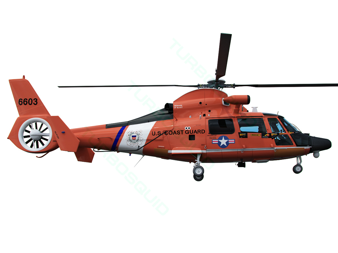 3d uscg mh-65 dolphin helicopter model