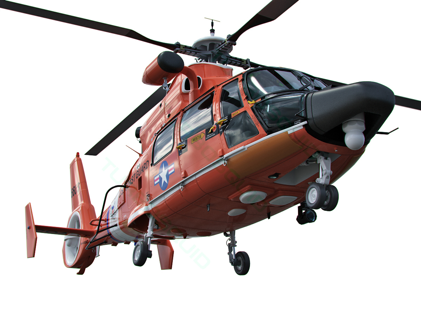 3d uscg mh-65 dolphin helicopter model
