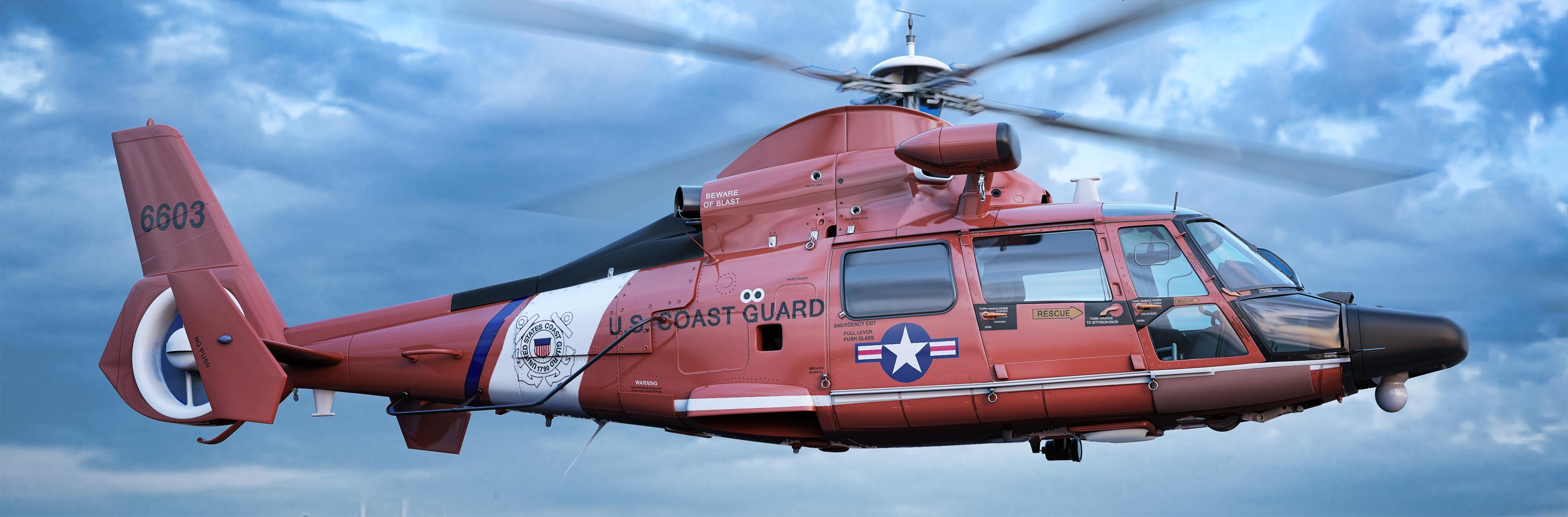 3d uscg mh-65 dolphin helicopter model