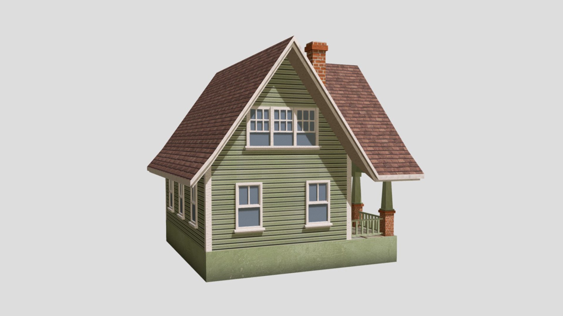 American Style Cottage - Town House 3D - TurboSquid 2180713