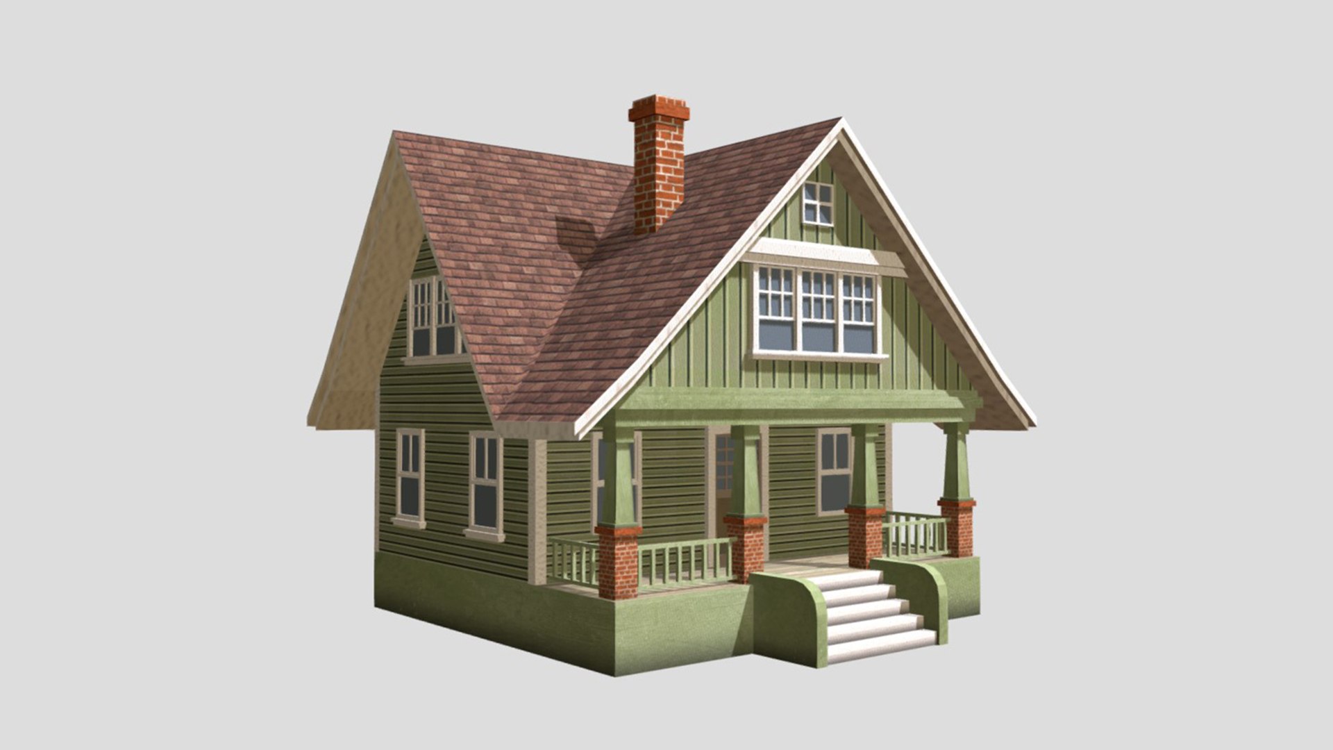 American Style Cottage - Town House 3D - TurboSquid 2180713