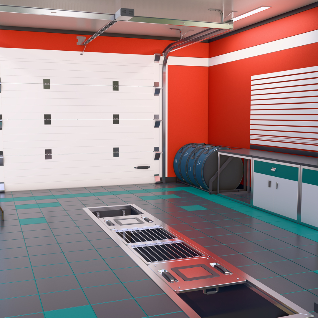 modelo 3d Interior del taller de servicio de automóviles M1 ...