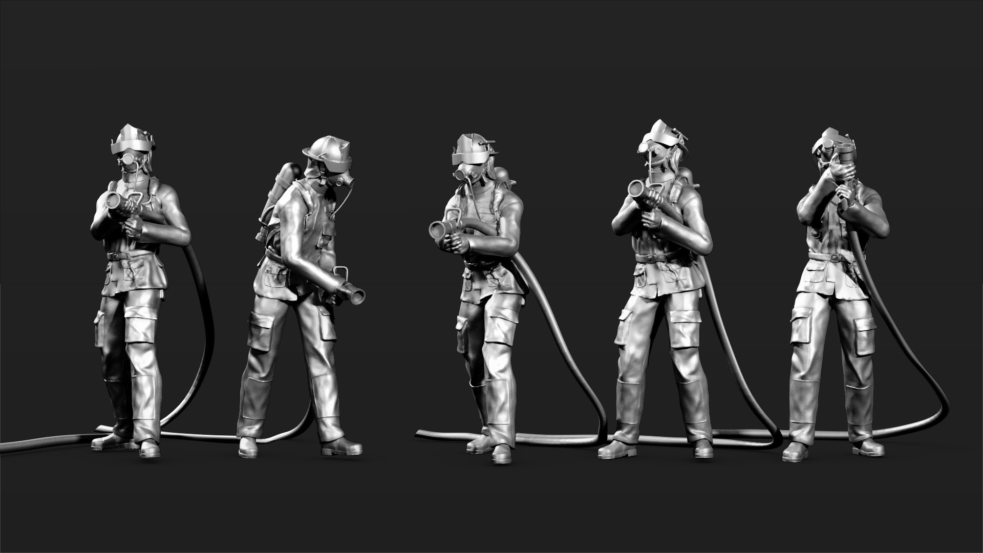 Fireman Figure Set 02 3D Model - TurboSquid 1750983