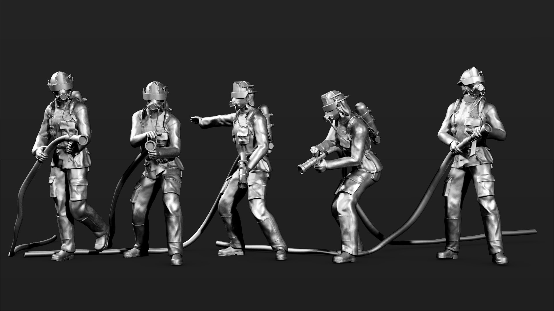 Fireman Figure Set 02 3D Model - TurboSquid 1750983