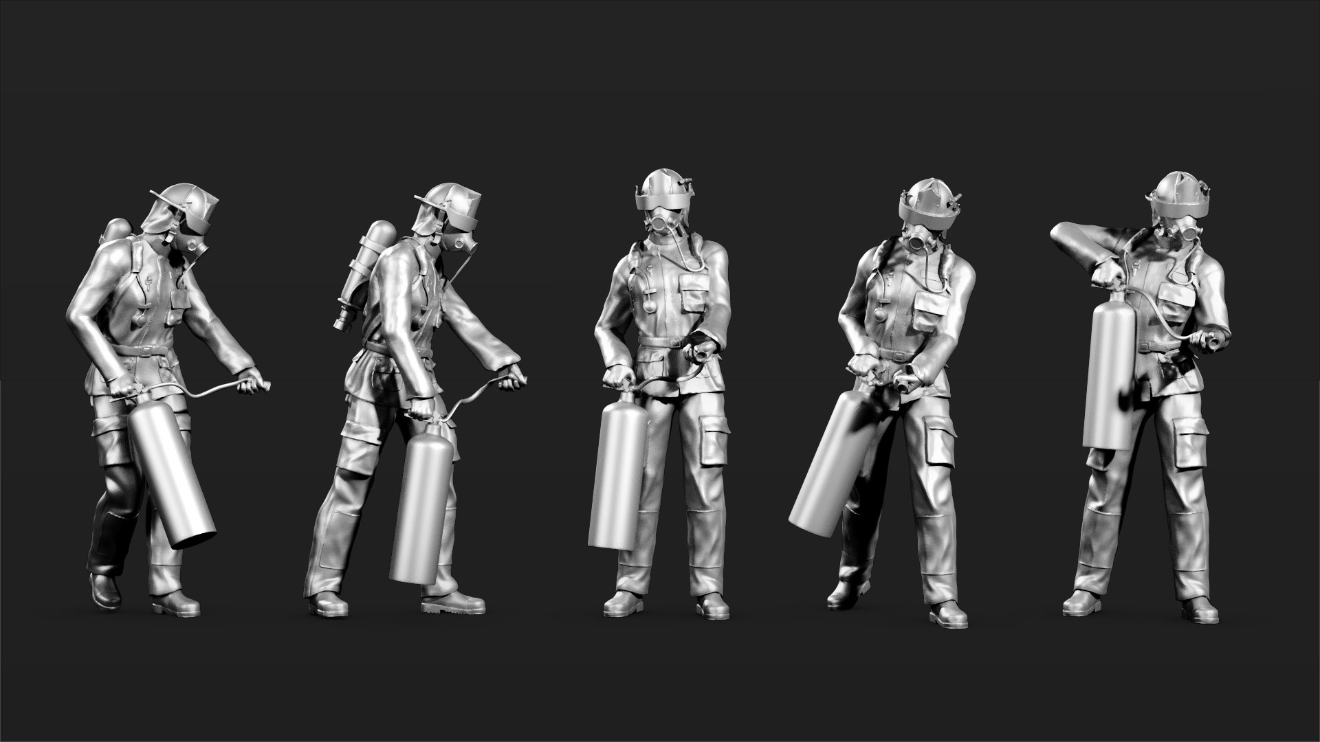 Fireman Figure Set 02 3D Model - TurboSquid 1750983