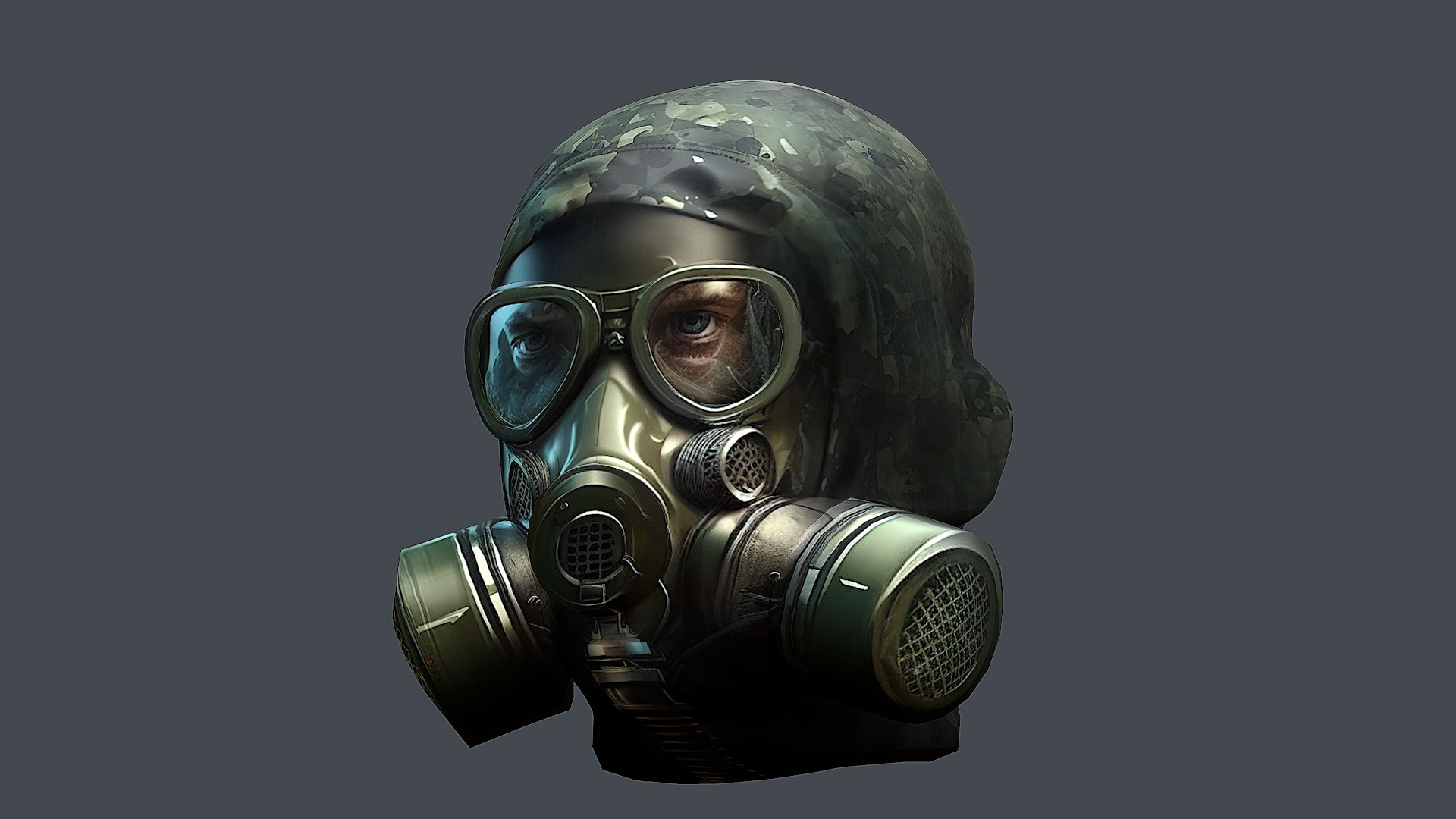 3D model Gas mask helmet military combat fantasy cyborg space ...