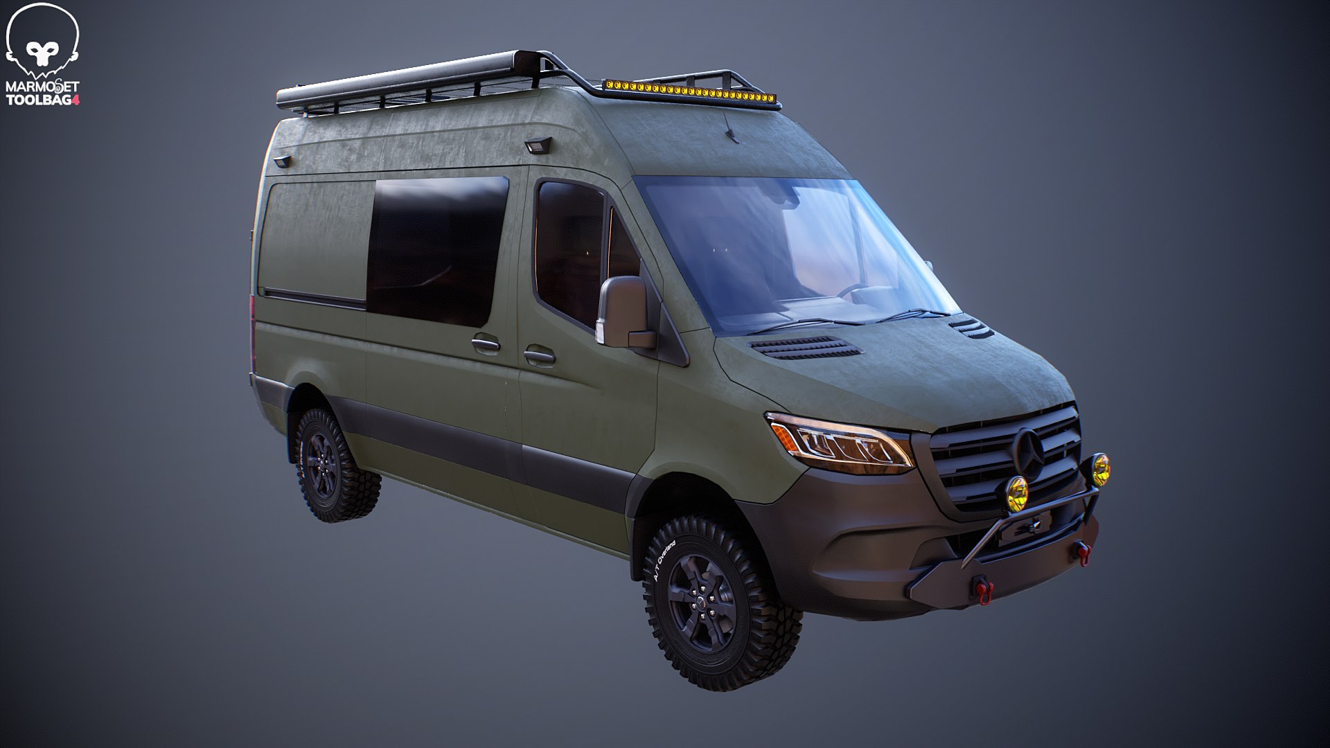Mercedes Sprinter 4x4 Overlan Camper Military Green 3D - TurboSquid 2285277