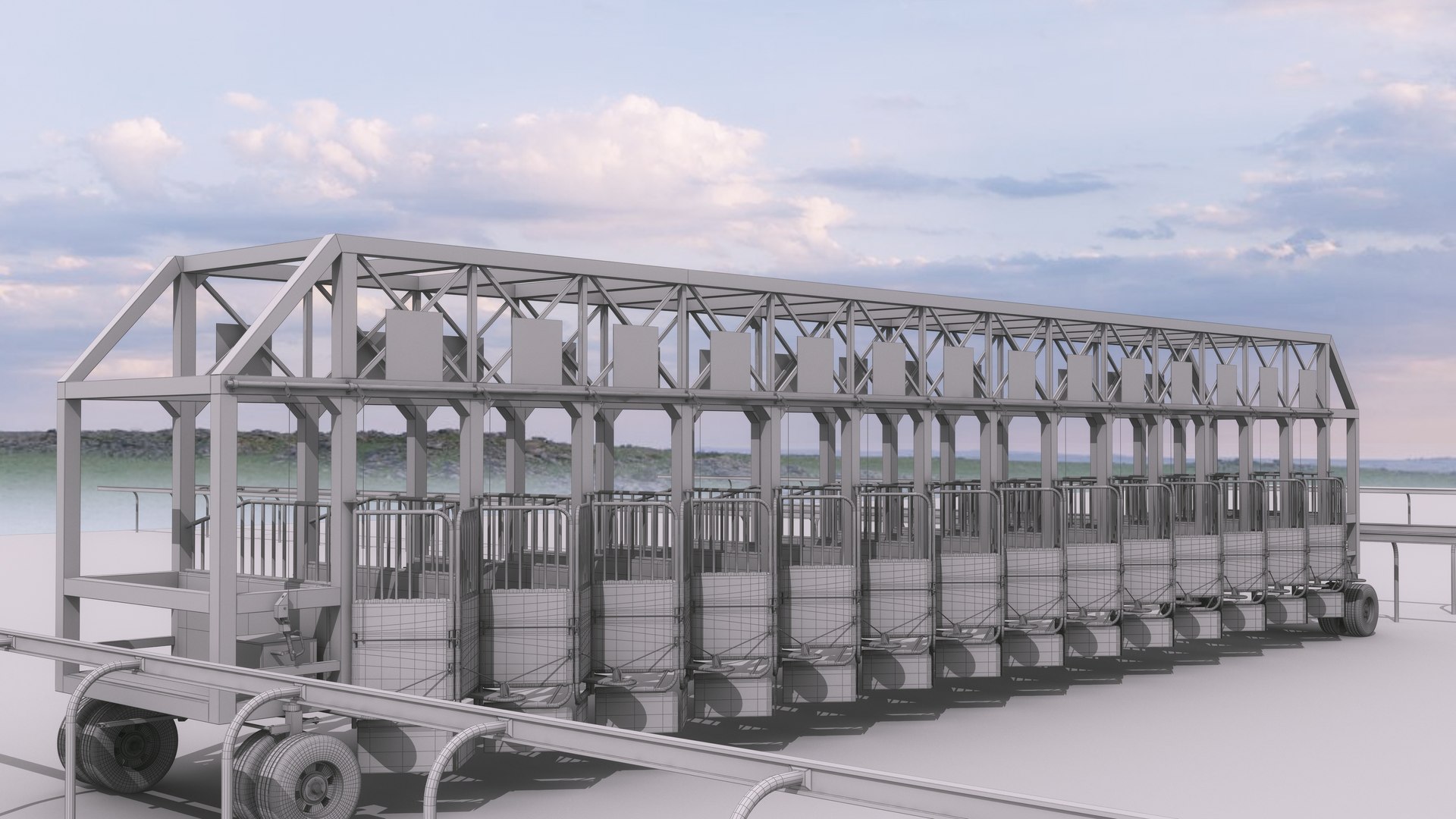 Horse Track Race Block And Horse Farm Stable 3D - TurboSquid 2271325