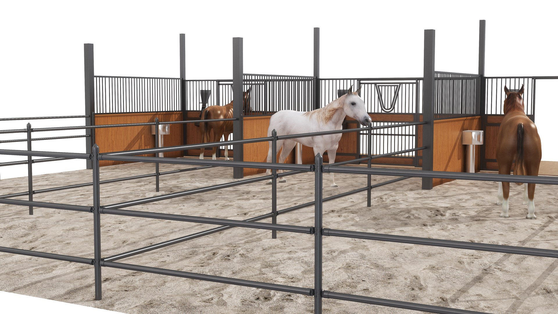 Horse Track Race Block And Horse Farm Stable 3D - TurboSquid 2271325
