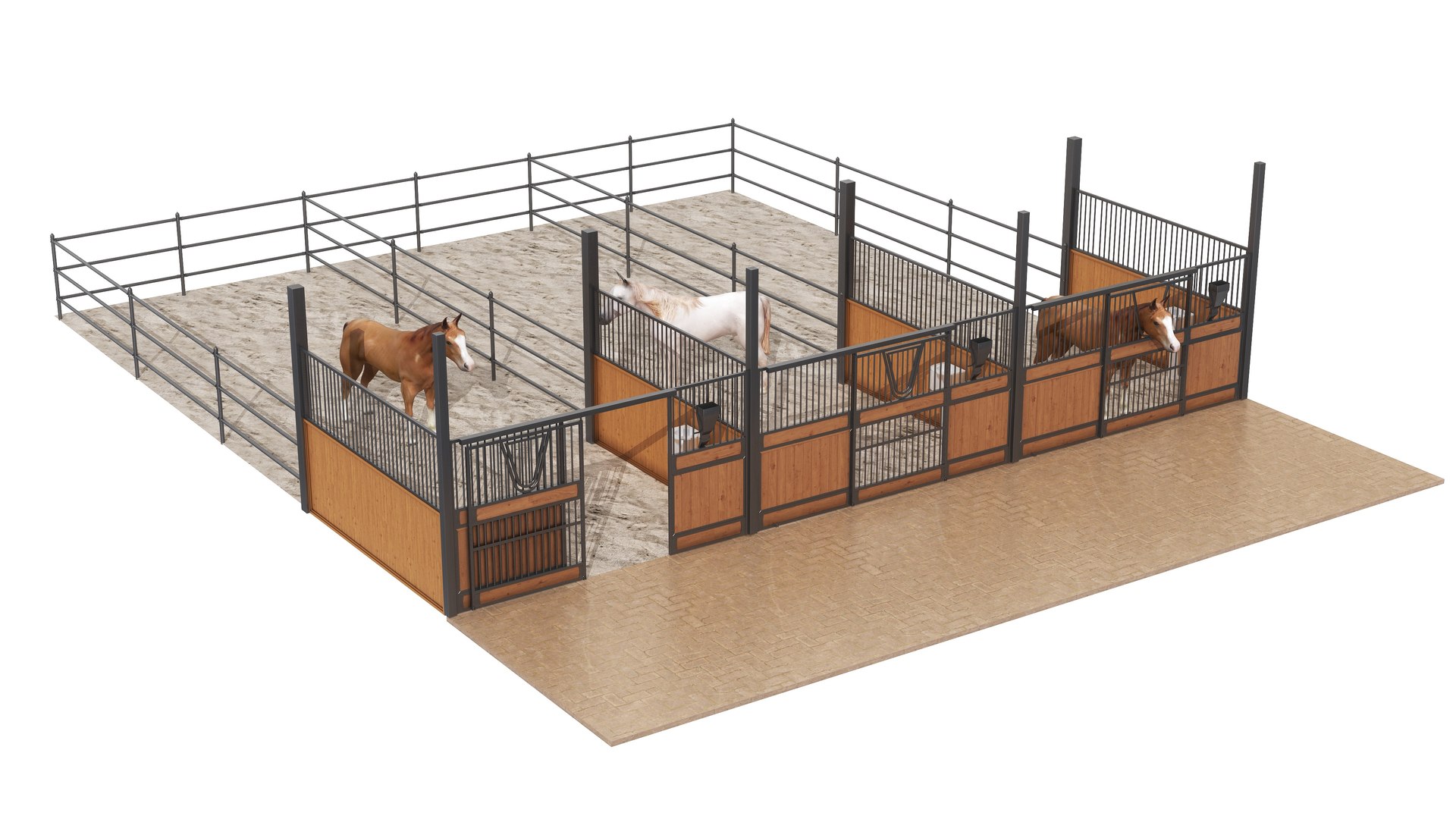 Horse Track Race Block And Horse Farm Stable 3D - TurboSquid 2271325