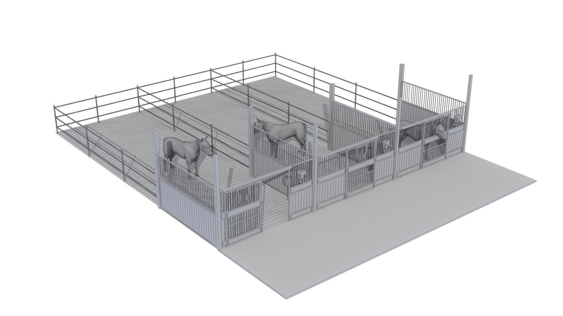 Horse Track Race Block And Horse Farm Stable 3D - TurboSquid 2271325