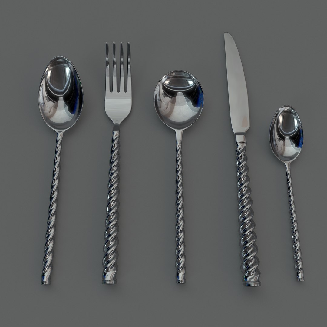 3d set cutlery