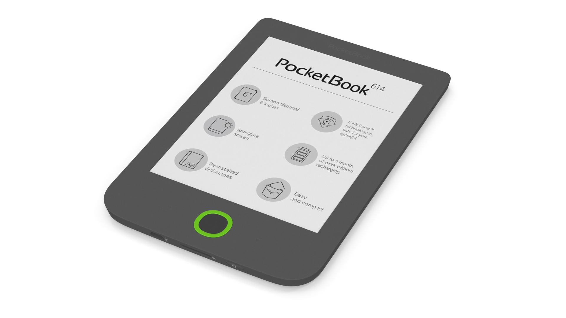 3D Model Electronic Book PocketBook 614 Limited Edition Gray ...