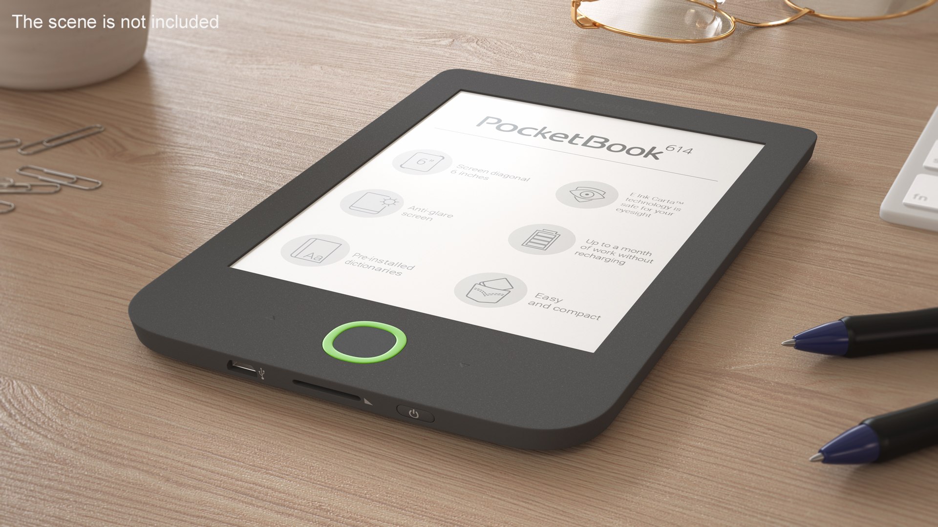 3D Model Electronic Book PocketBook 614 Limited Edition Gray ...