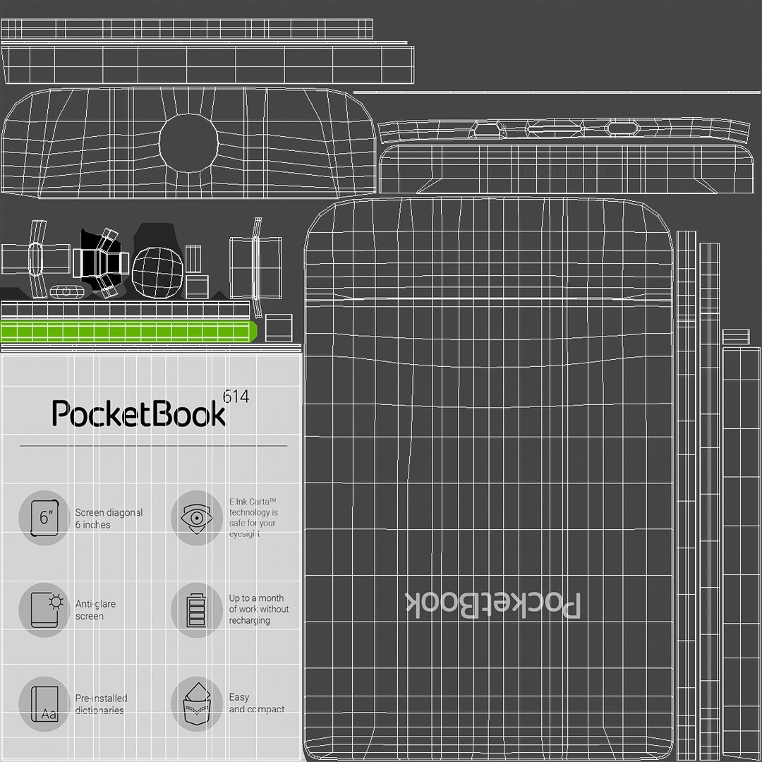 3D Model Electronic Book PocketBook 614 Limited Edition Gray ...