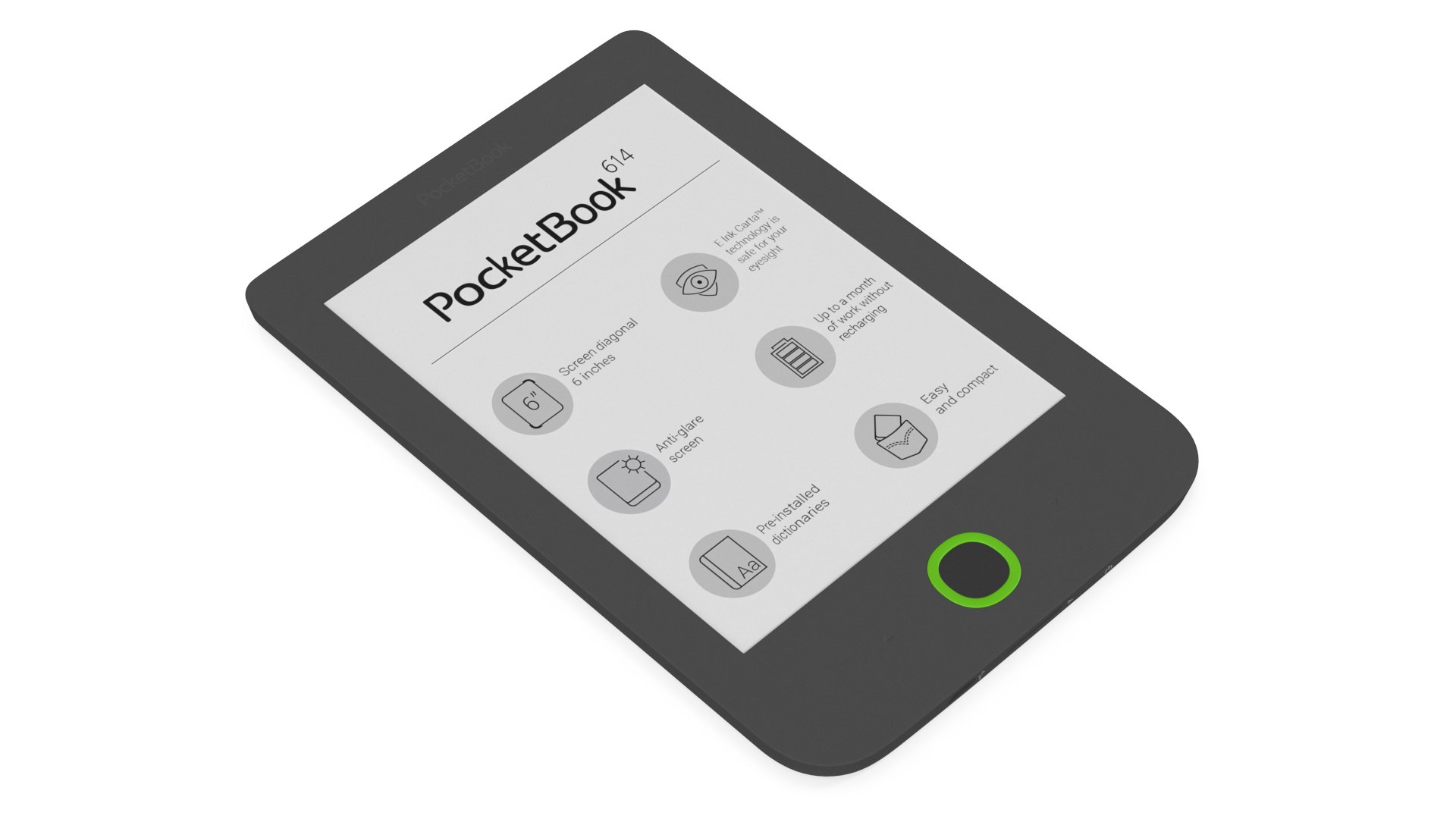 3D Model Electronic Book PocketBook 614 Limited Edition Gray ...