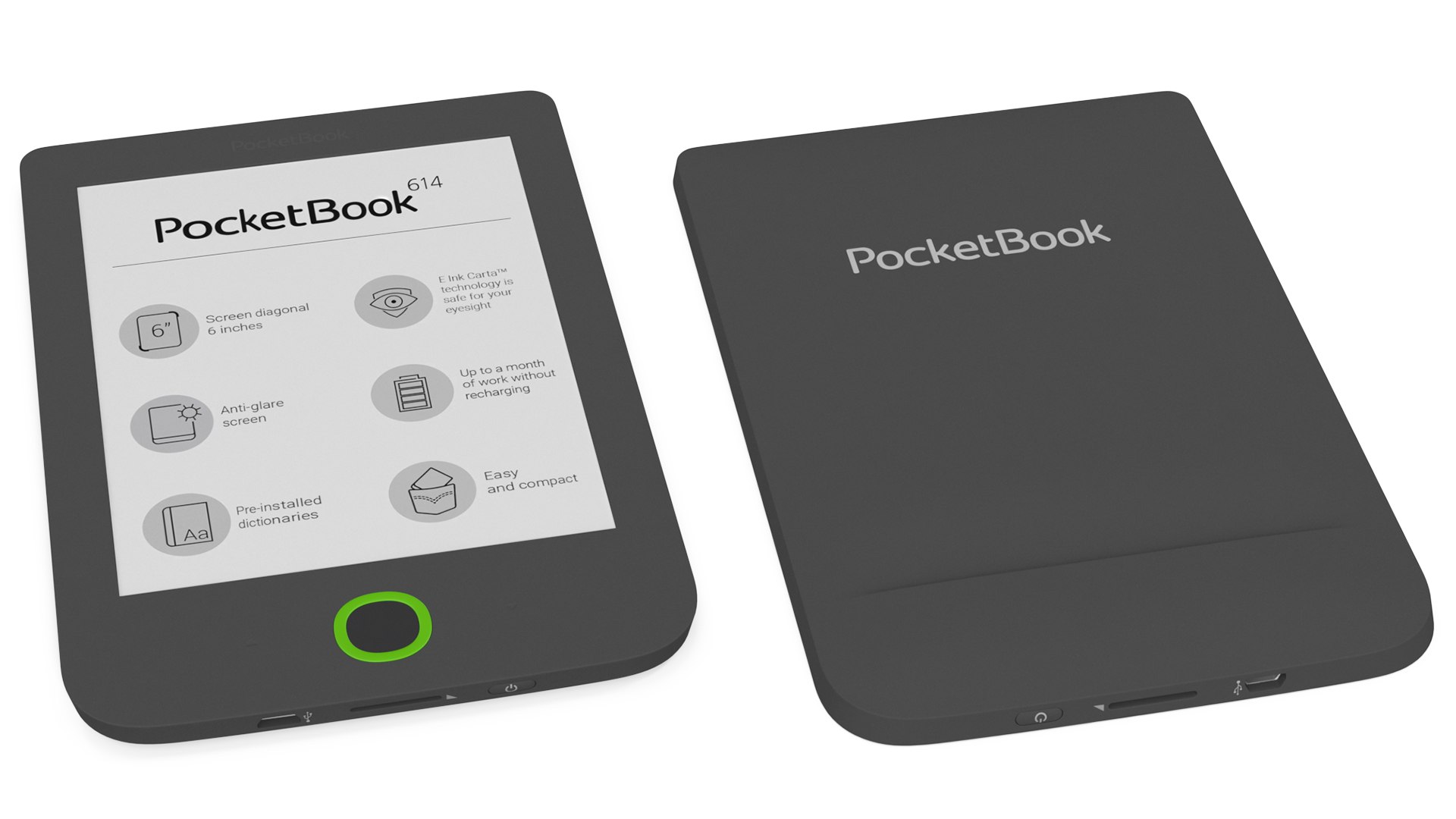 3D Model Electronic Book PocketBook 614 Limited Edition Gray ...