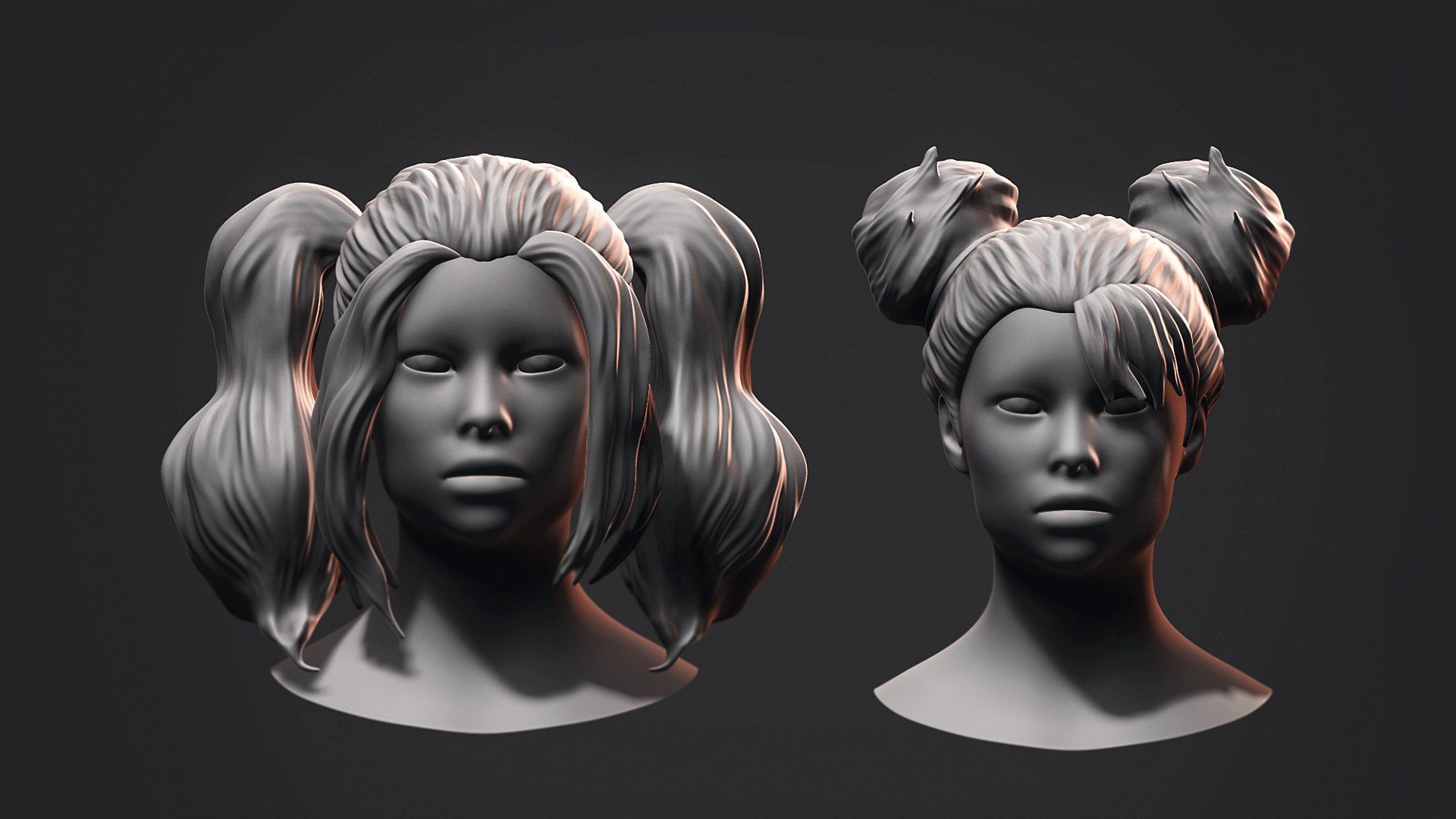 Hair - Female Low Poly Hairstyles Kitbash 3D Model - TurboSquid 1836754