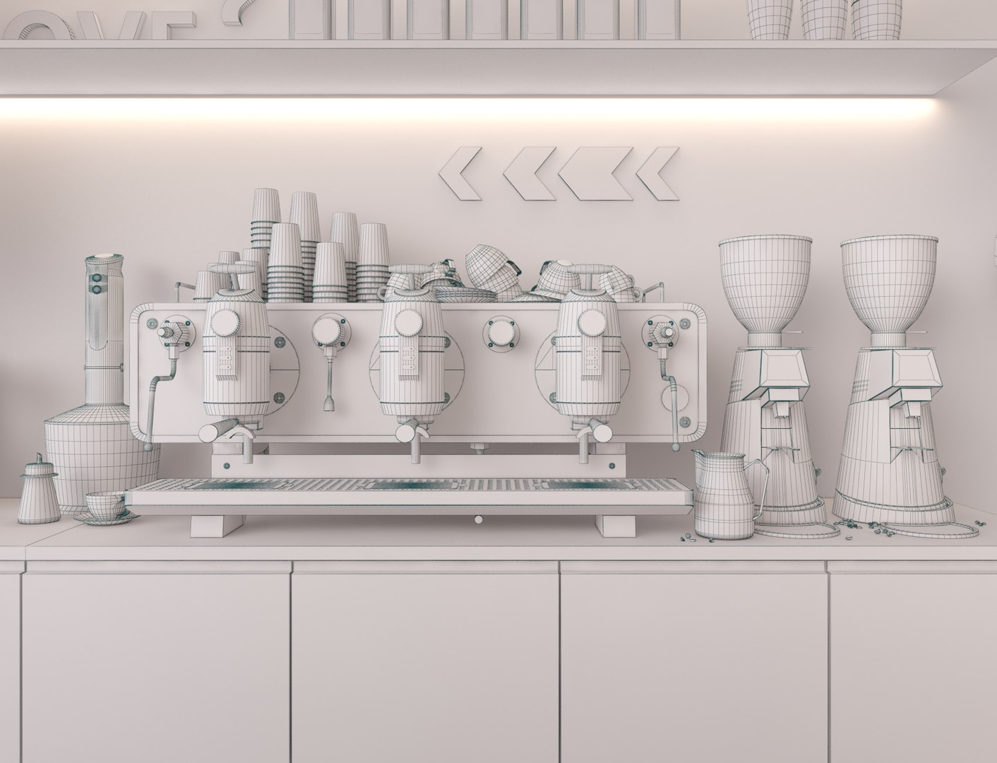 3D Model Bar Counter Coffee - TurboSquid 1364473
