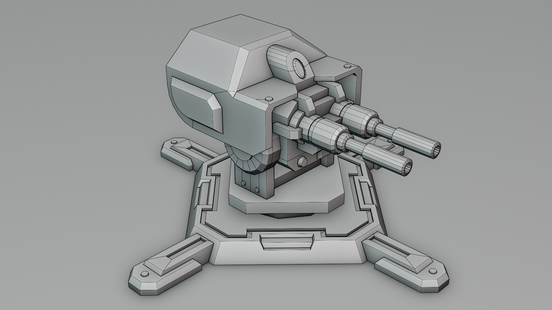 Free Free Sci-fi Game-Ready Turret Model - Low Poly Asset For Games 3D ...