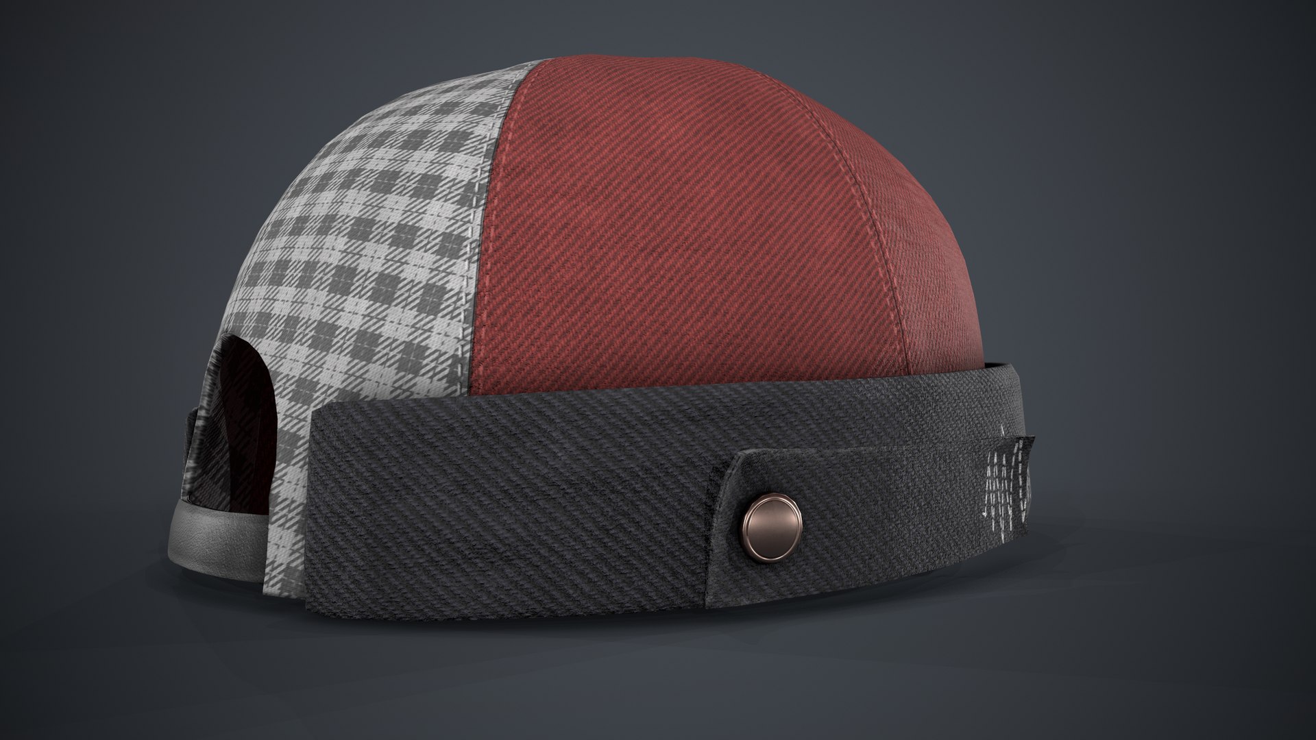 Red Jeans Brimless Cap Model - TurboSquid 1657534