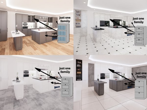 modelo 3d ARMARIOS DE COCINA - familia revit - millones de ...