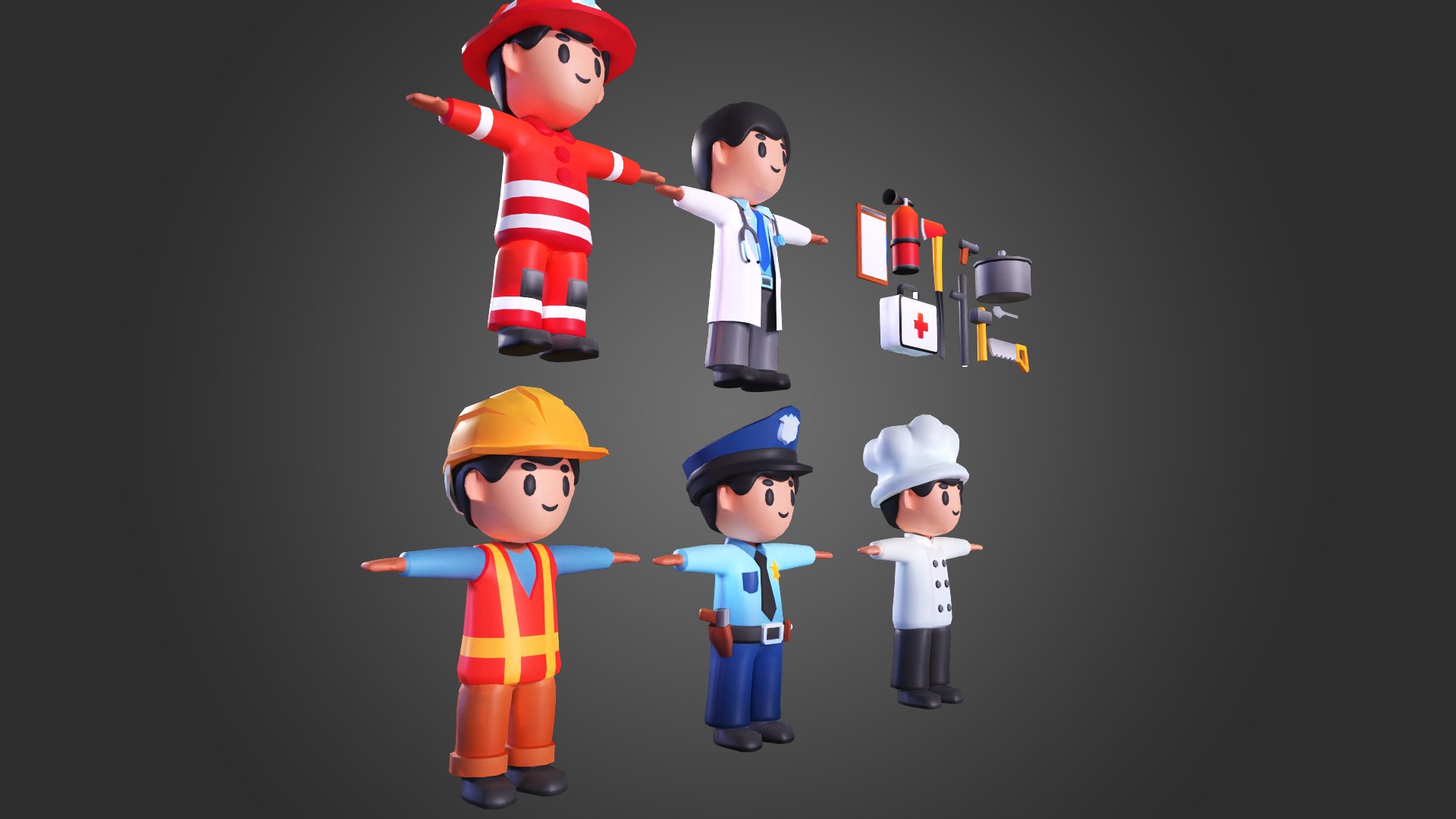 Hypercasual Characters - Professions 3D Model - TurboSquid 2331417