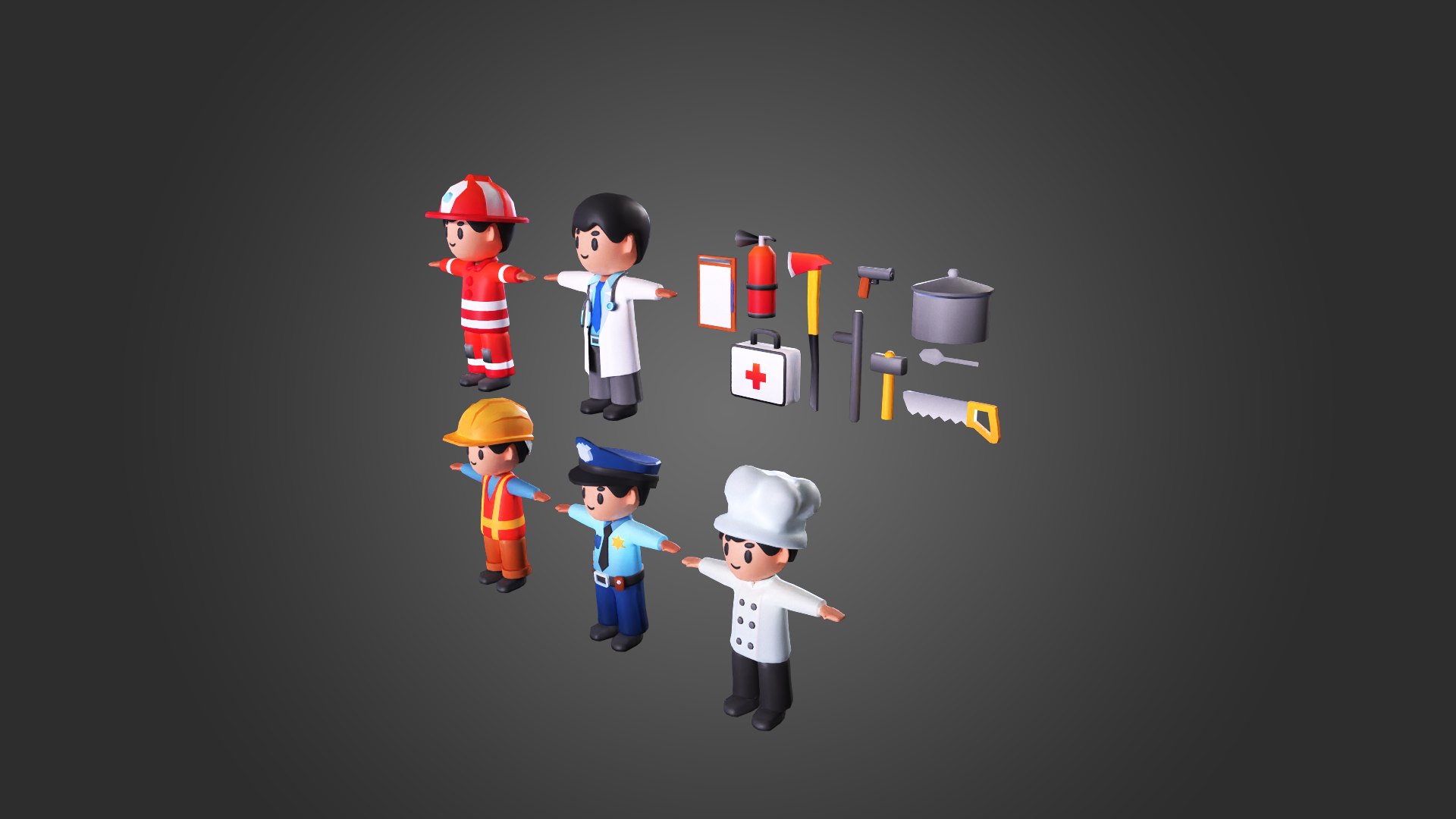 Hypercasual Characters - Professions 3D Model - TurboSquid 2331417