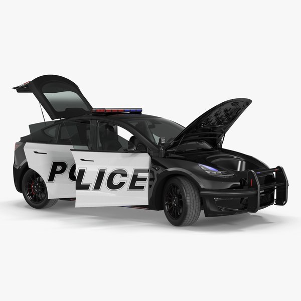 modèle 3D de La police Tesla Model Y s'allume truquée - TurboSquid 2197325