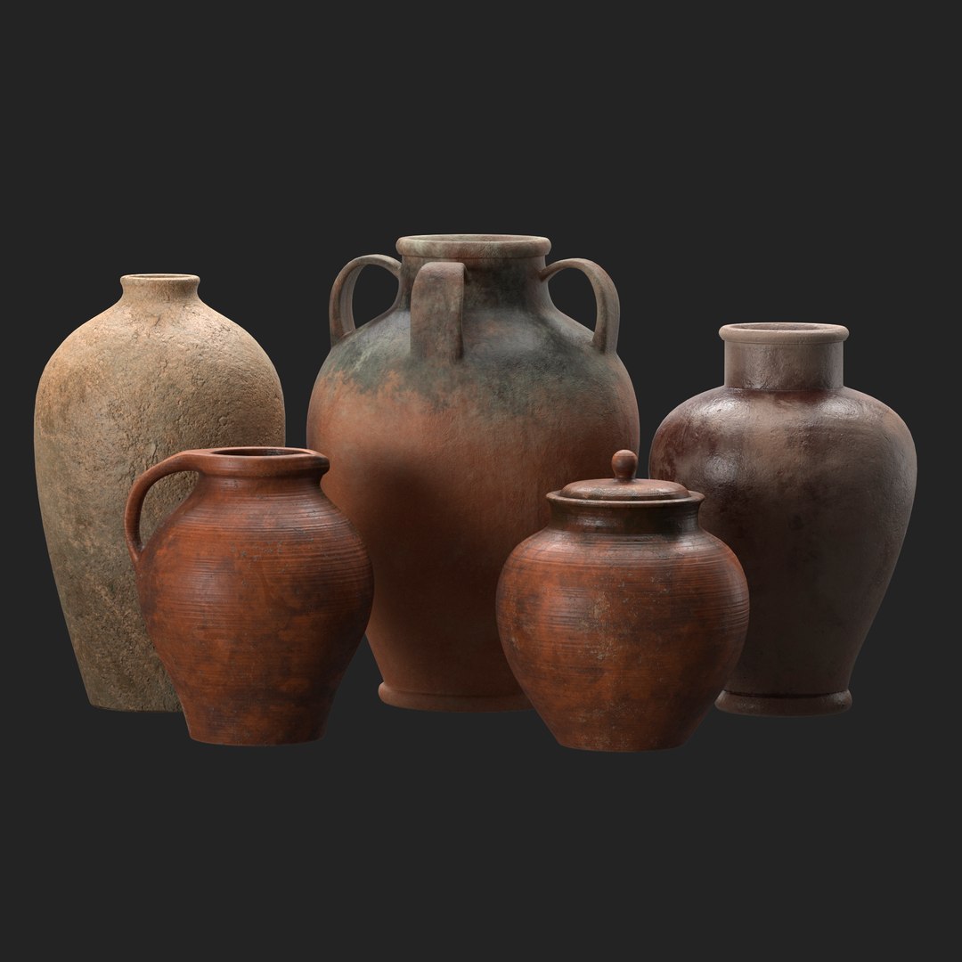 modelo 3d Artisan clay vases set 4 - TurboSquid 2033086