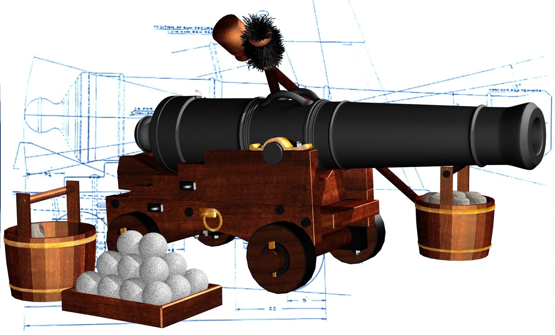 English Cannon Gun 1 3d Max