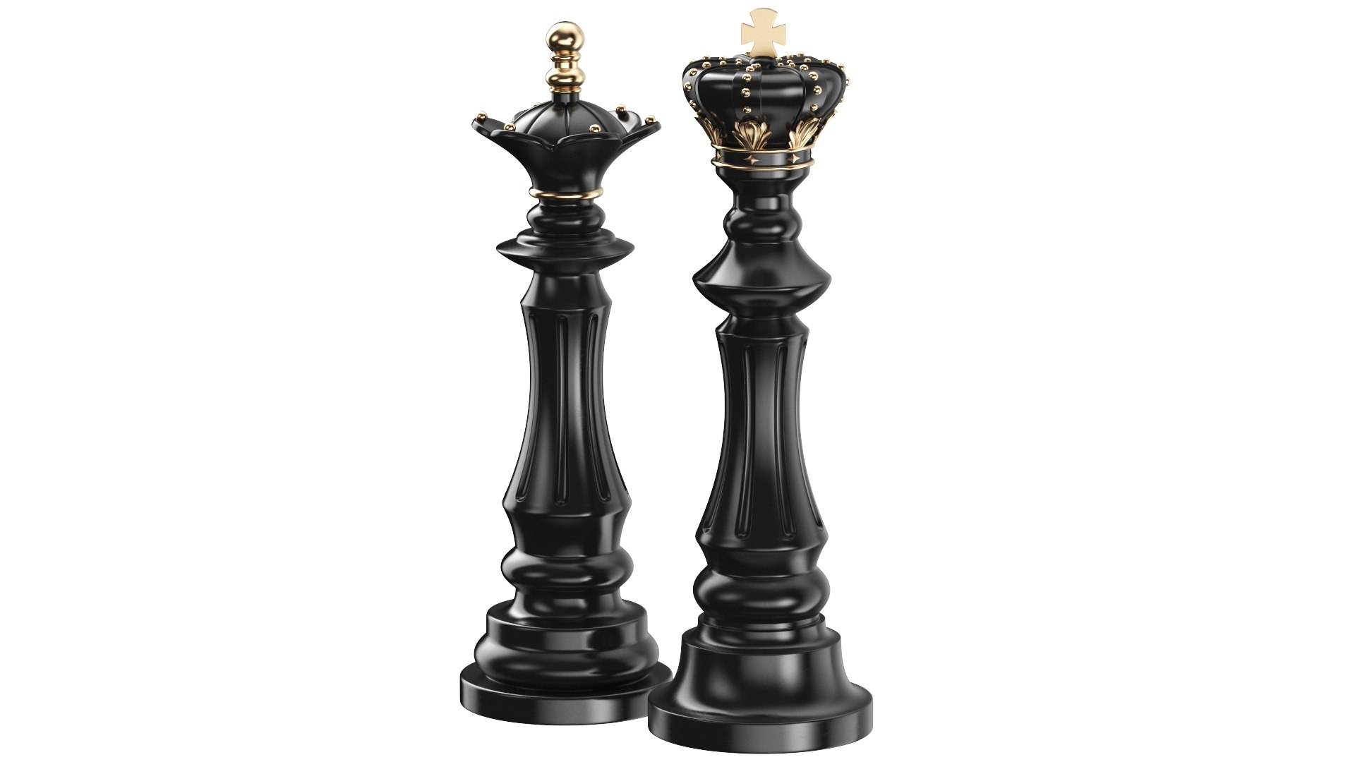 Detailed King And Queen Chess Black - TurboSquid 2268704