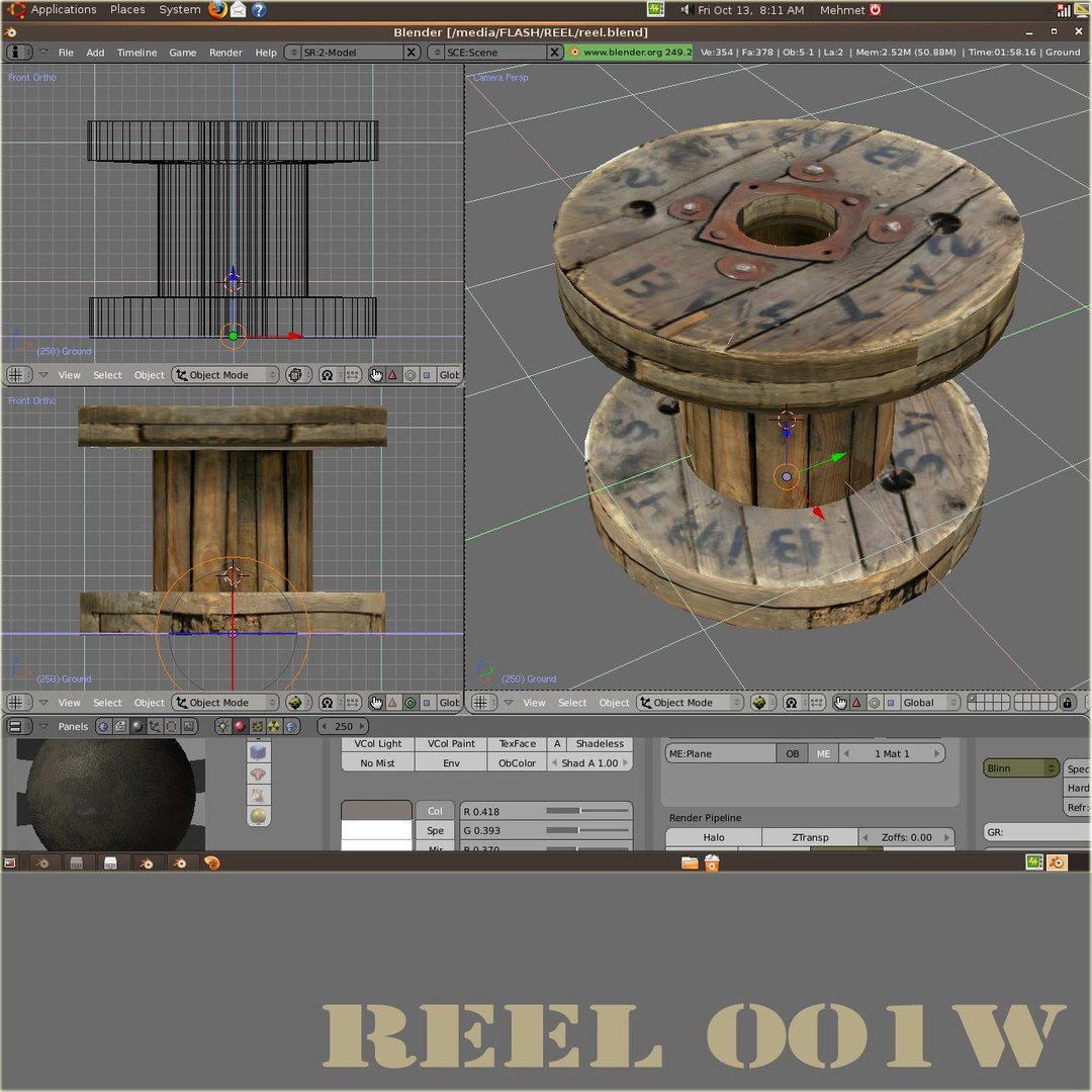 3d wooden reel model