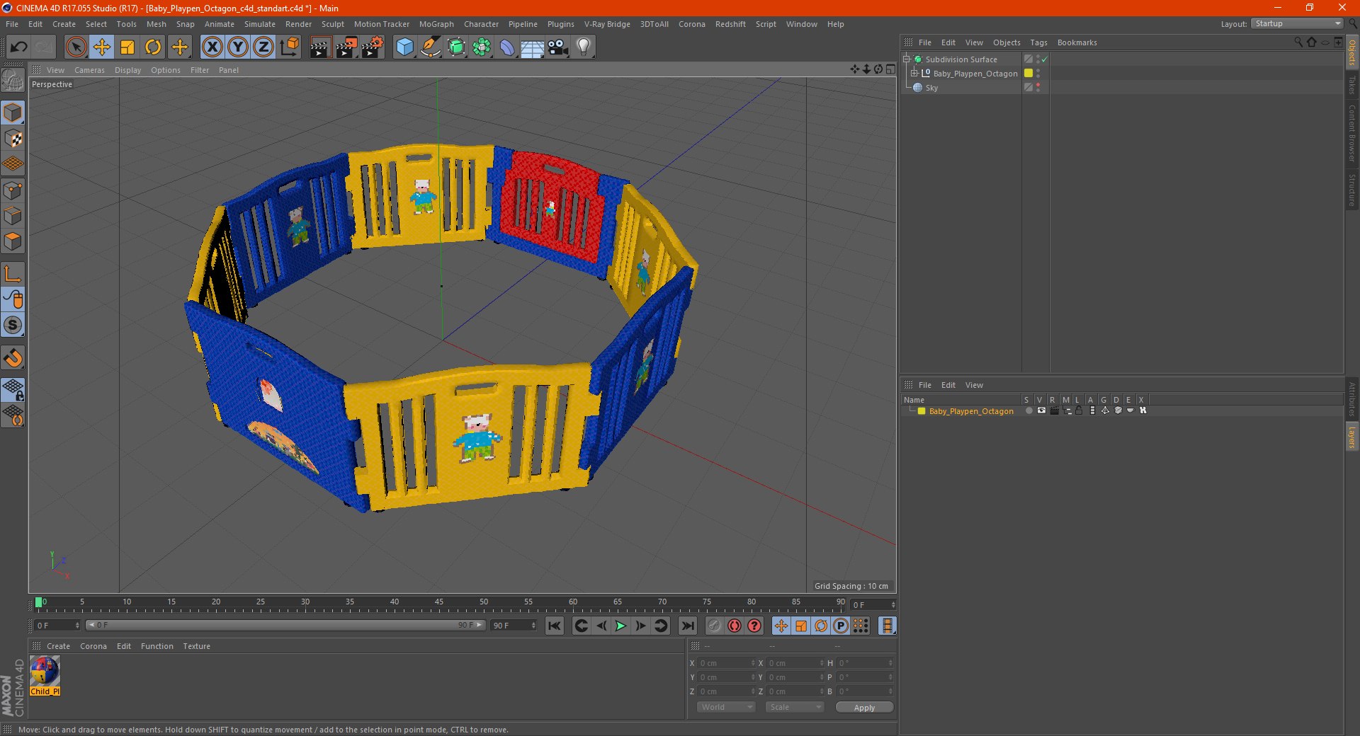 Baby Playpen Octagon 3D - TurboSquid 1838071