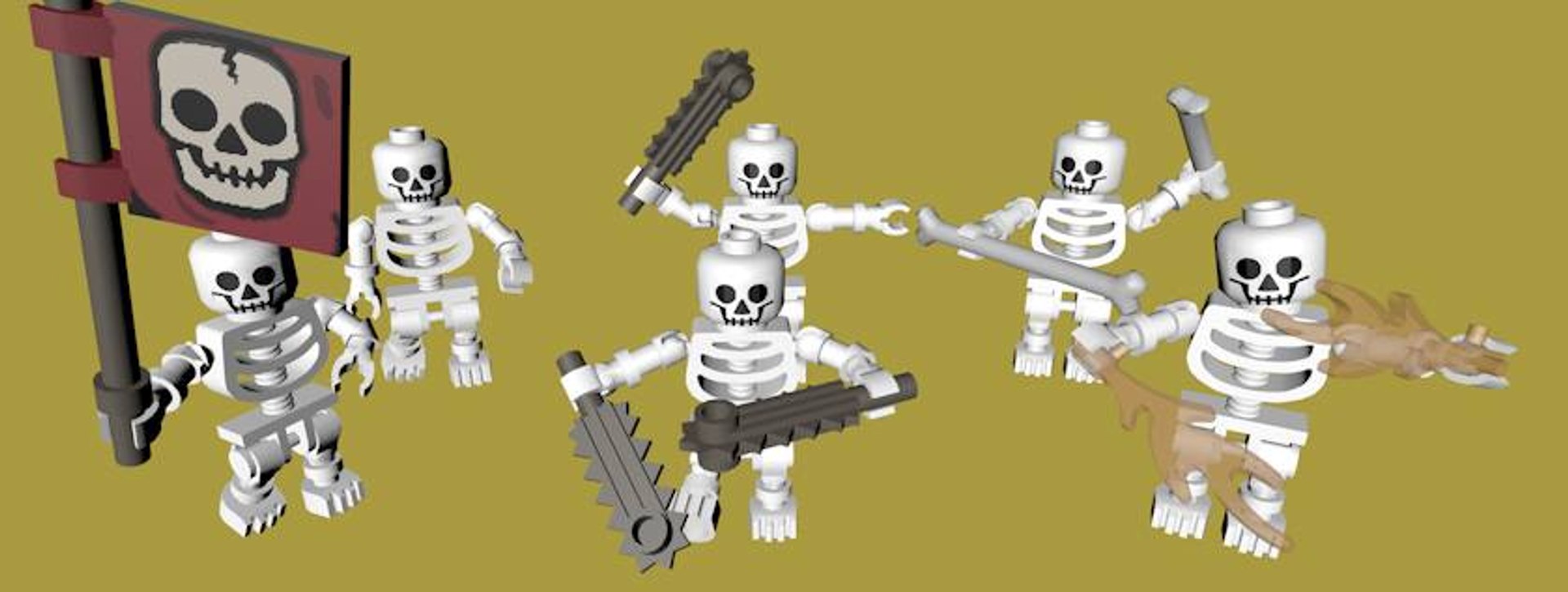 Lego Skeleton Army Rigged 3d 3ds