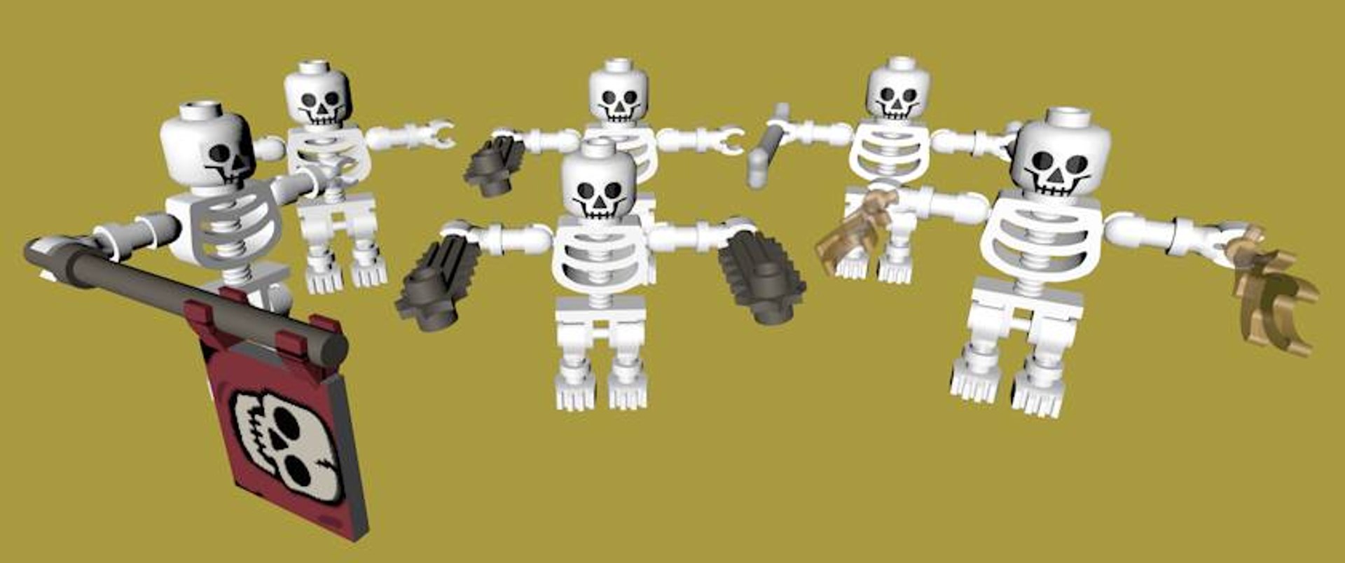 Lego Skeleton Army Rigged 3d 3ds