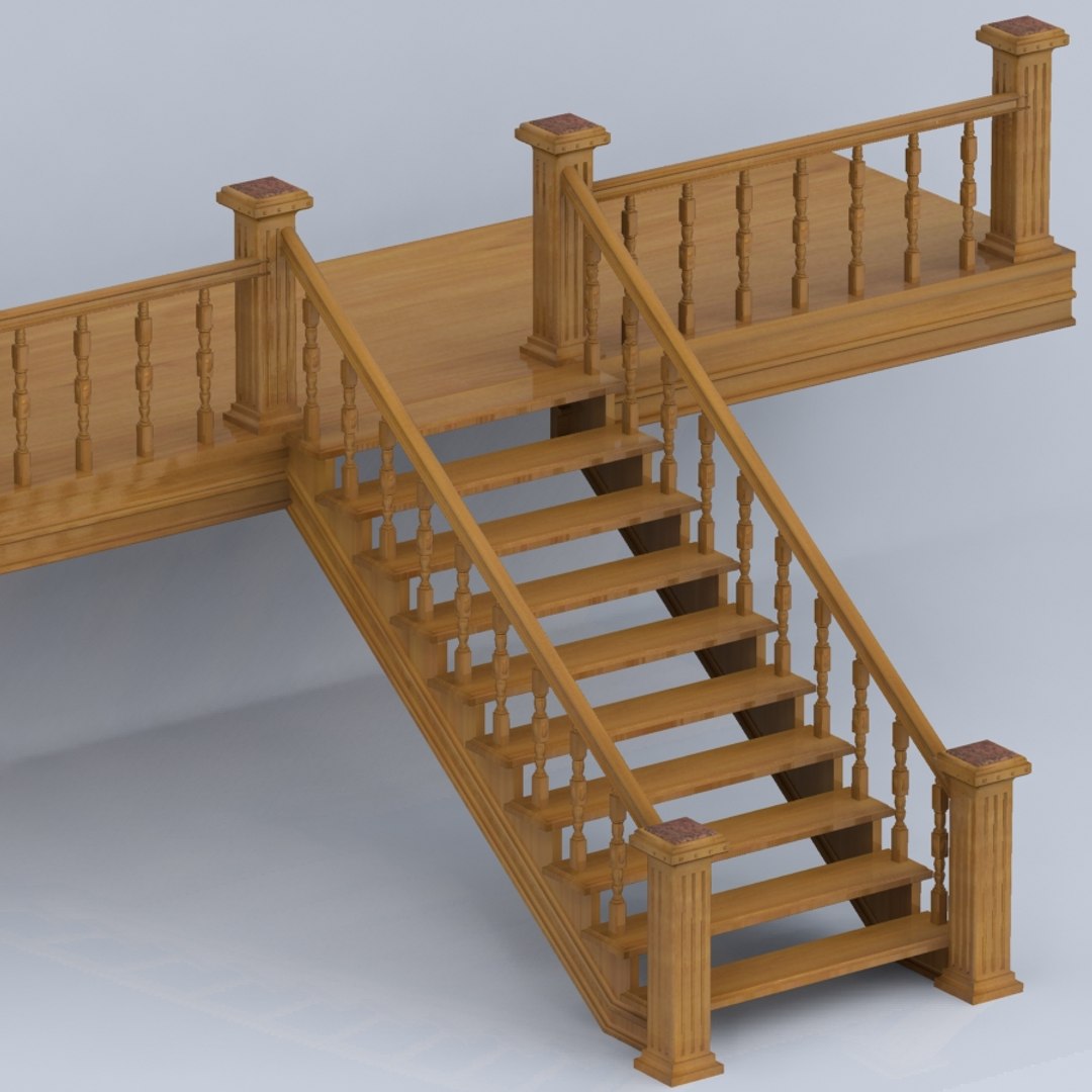 3d Model Wooden Stairs