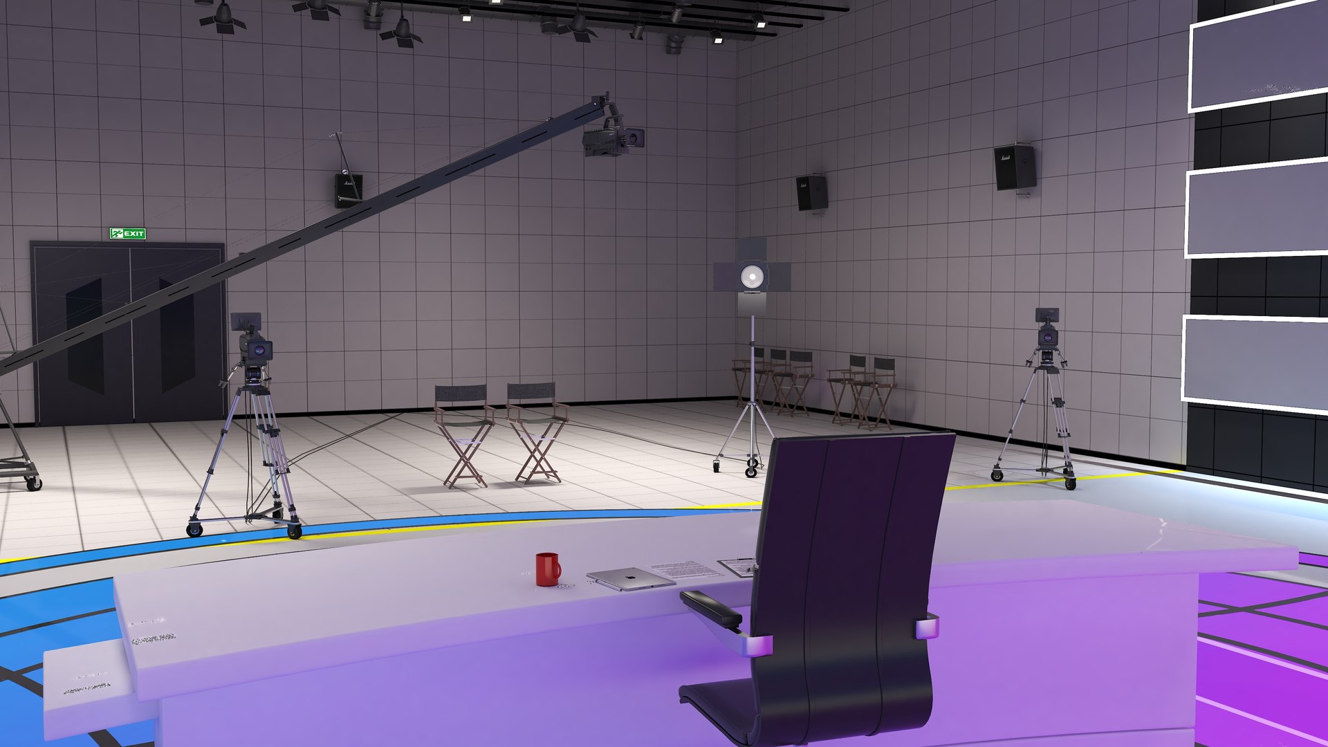 News Broadcast Studio Set 3D Model - TurboSquid 2386756