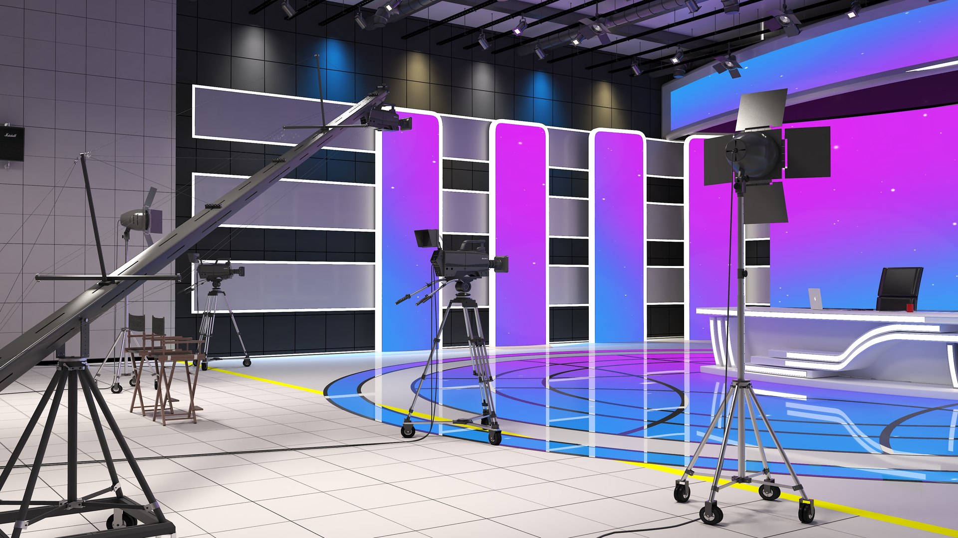 News Broadcast Studio Set 3D Model - TurboSquid 2386756
