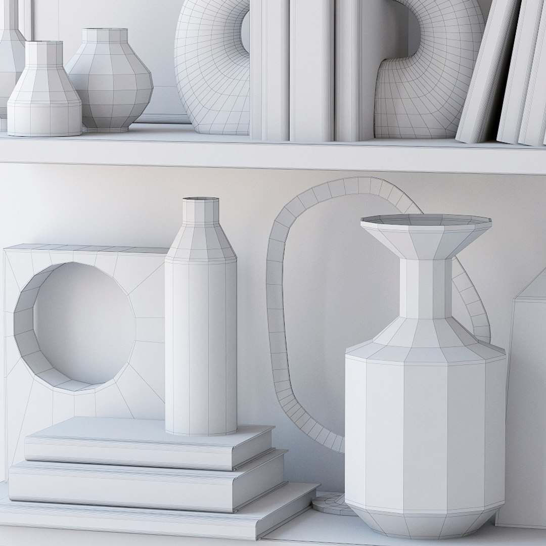 3D Shelves with decor - TurboSquid 1714424