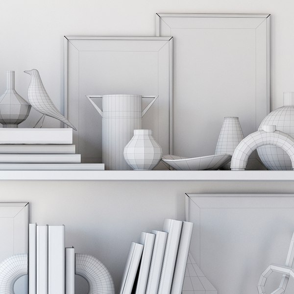 3D Shelves with decor - TurboSquid 1714424