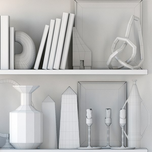 3D Shelves with decor - TurboSquid 1714424