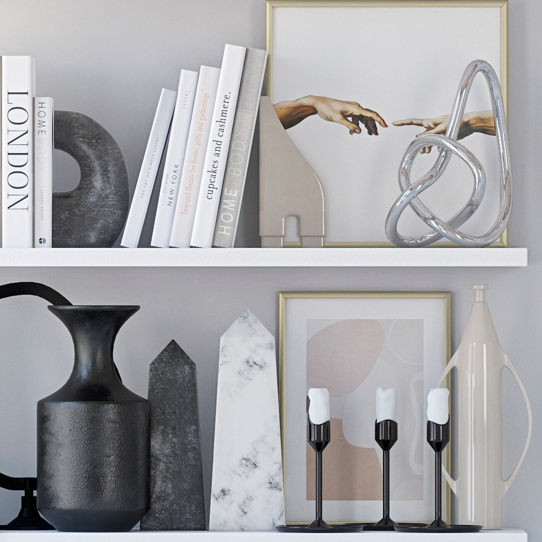 3D Shelves with decor - TurboSquid 1714424