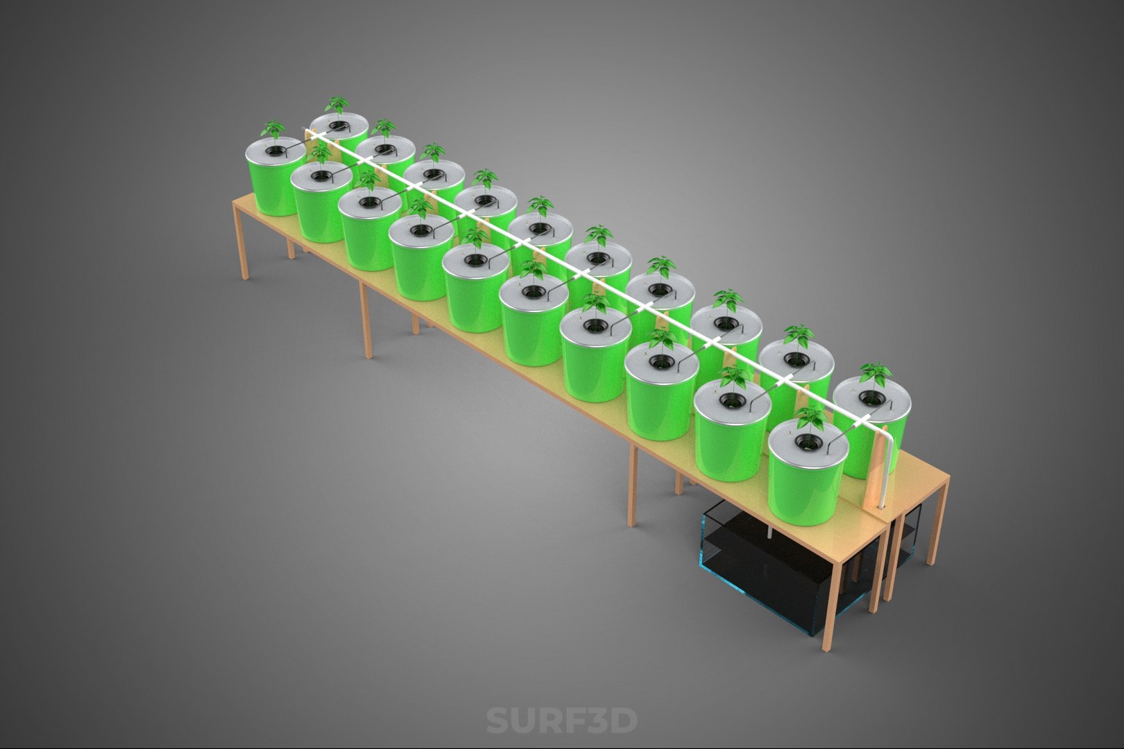 ARRAY BATO DUTCH BUCKET SYSTEM PLANT AEROPONICS HYDROPONICS POTS 3D ...